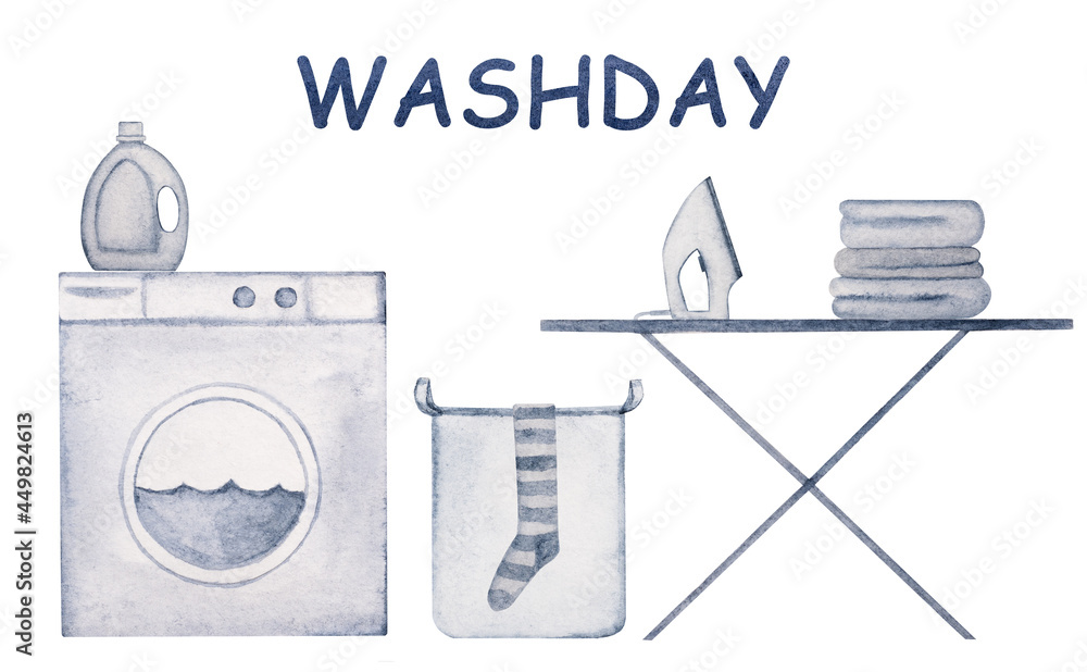 Beautiful watercolor drawings of things and objects. Closeup, no people ...