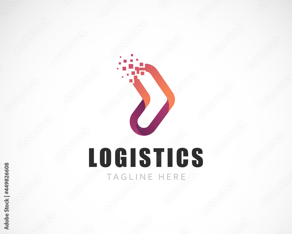 Logistics logo creative media digital pixel line sign symbol color ...