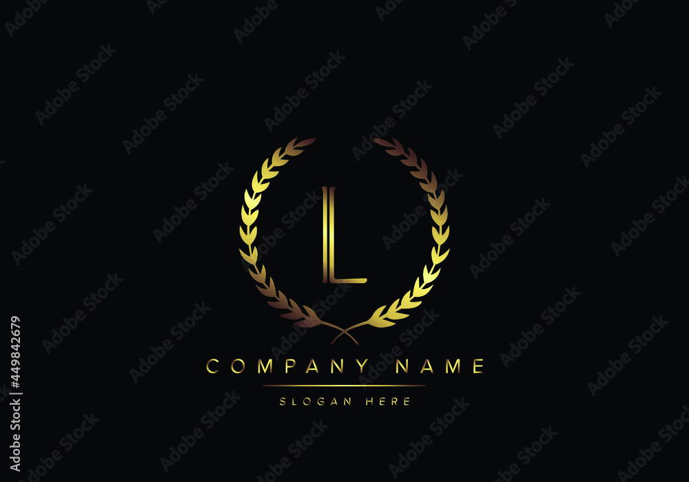 Alphabet letter L monogram logo, gold color, luxury style Stock Vector ...