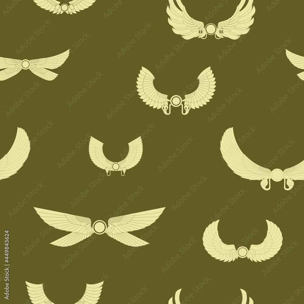 Seamless pattern with ancient egyptian symbol Winged sun for your ...