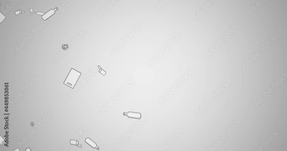 Infinitely looping pink background with animated falling trash ...