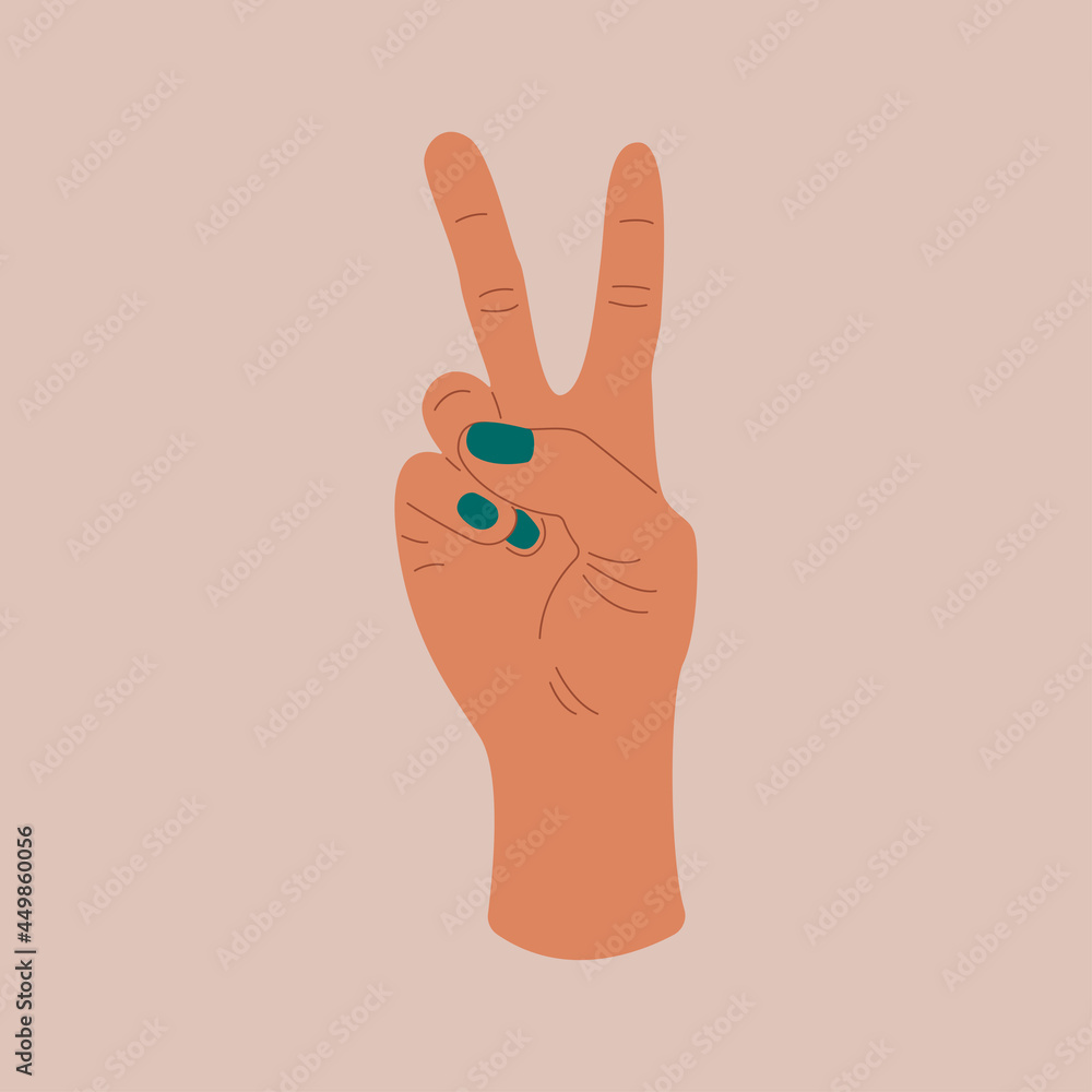 Abstract hand gesture. Hand drawn colorful cartoon hand icon with ...