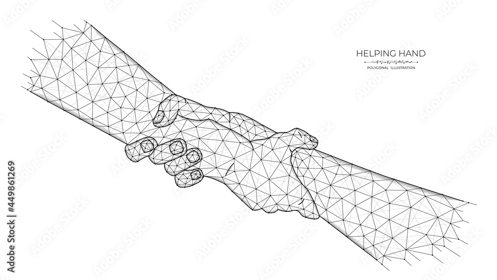 Helping hand low poly art. Polygonal illustration of human hands ...