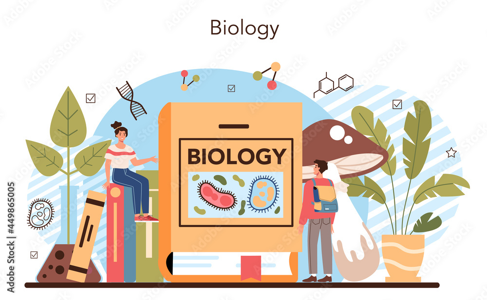 Biology school subject concept. Students exploring nature and living ...