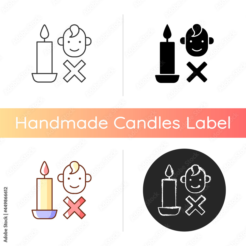 Keep kids away from candles manual label icon. Teach child about fire ...