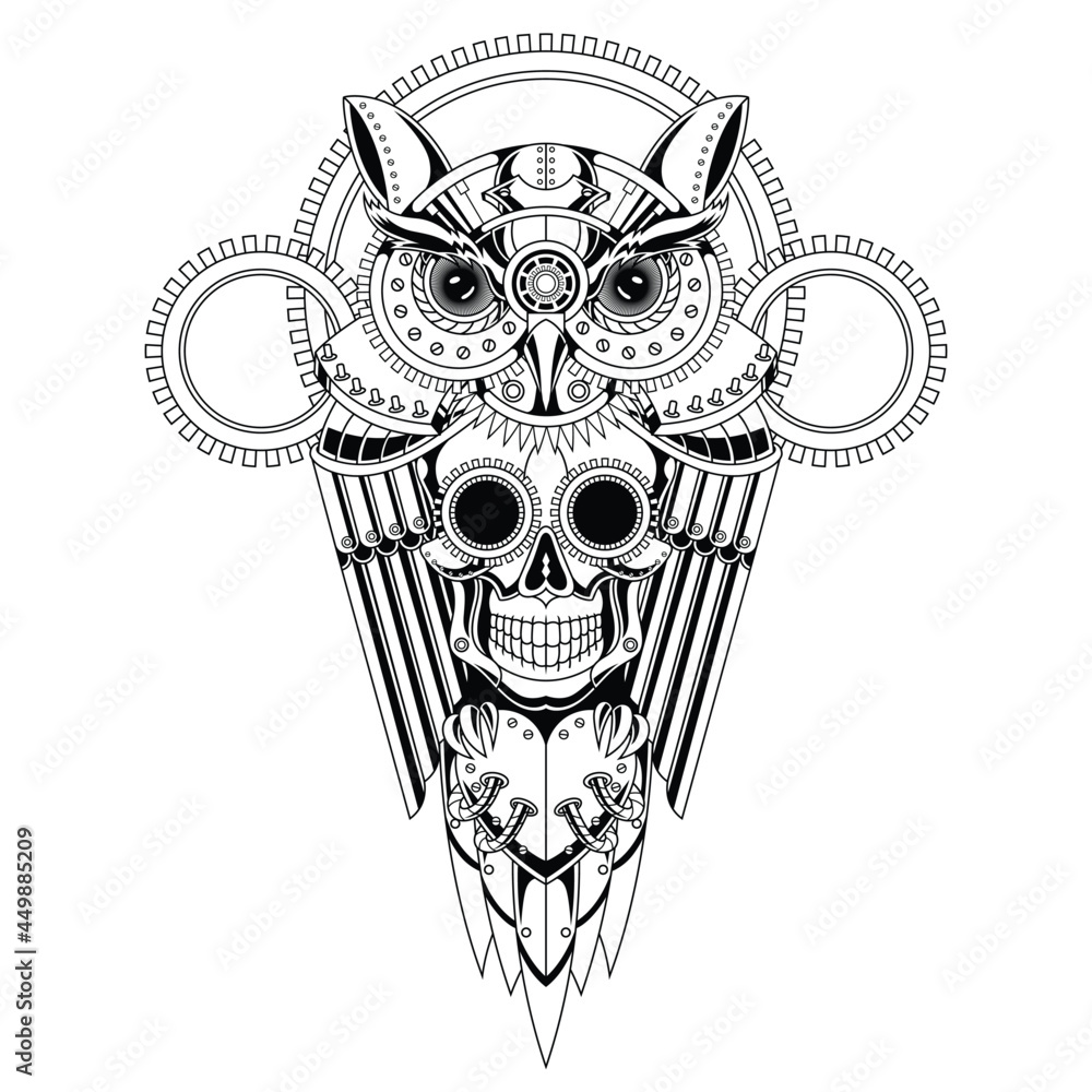 Owl Skull Illustration