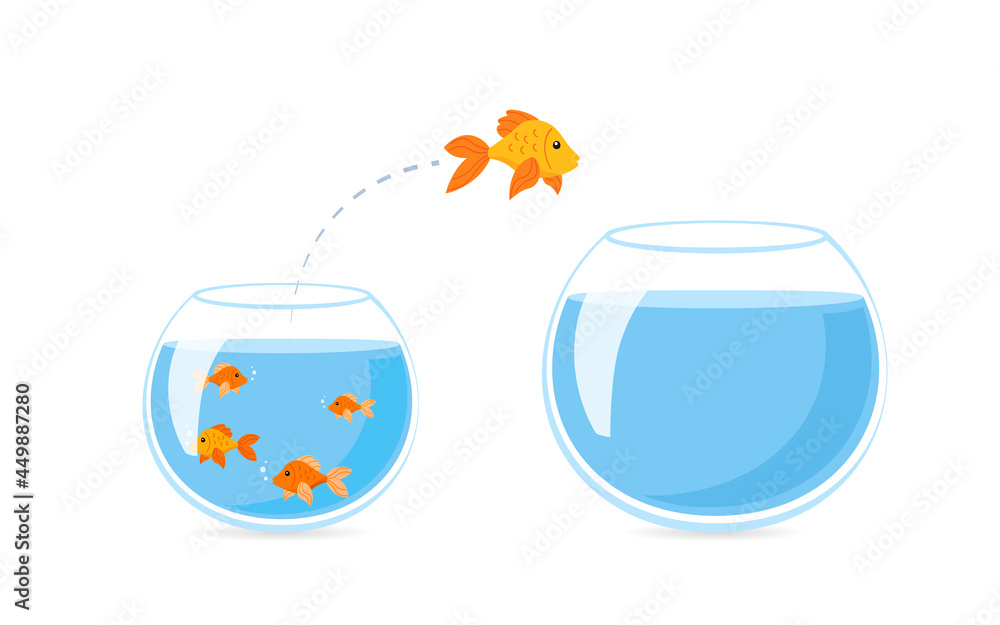 Fish escape fishbowl diagram. Clipart image Stock Vector | Adobe Stock
