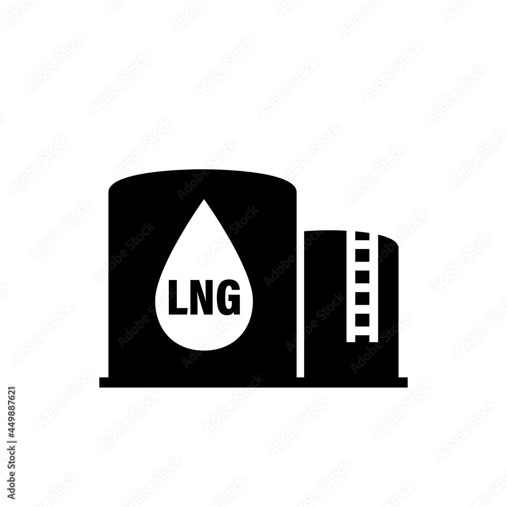 LNG terminal glyph icon. Clipart image isolated on white background ...