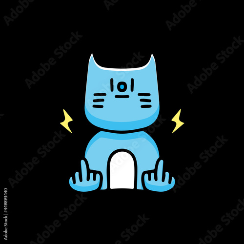 Cute cat showing middle finger hand gesture illustration. Vector ...