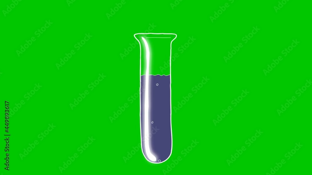 laboratory tube with bubbles 2D animation.4K.Includes,green screen ...