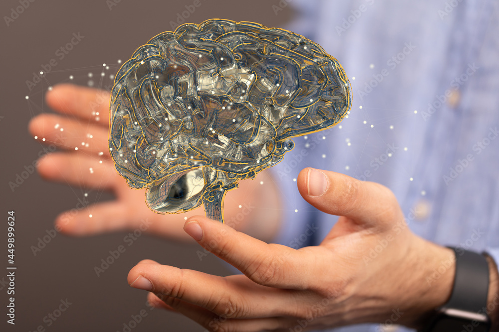 Human brain activity with plexus lines.. External cerebral connections ...