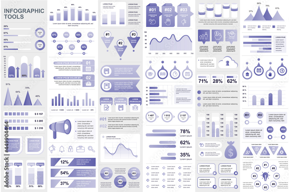 Bundle infographic elements data visualization vector design template ...