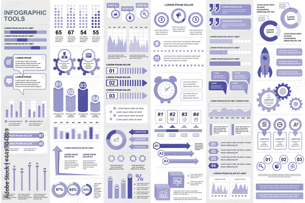 Bundle infographic elements data visualization vector design template ...
