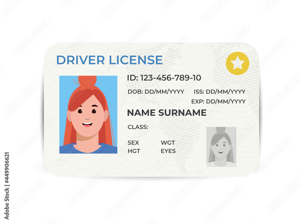 Drivers License. A plastic identity card. Vector flat illustration of ...