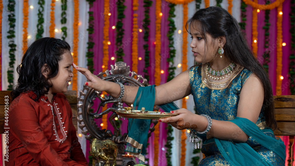 Indian families celebrating Raksha Bandhan festival a festival to ...