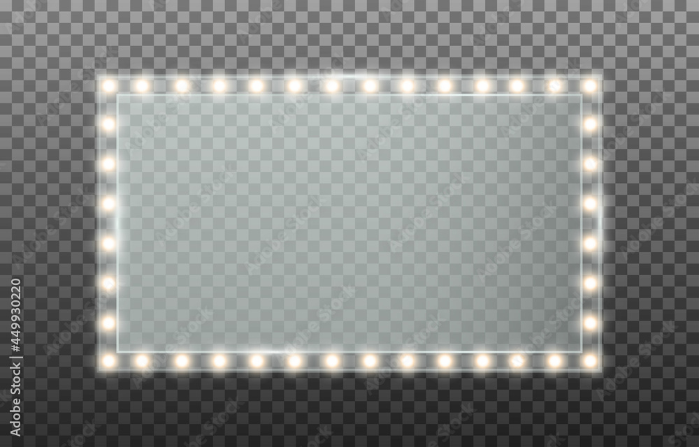 Makeup mirror with lights isolated on transparent background. Design ...