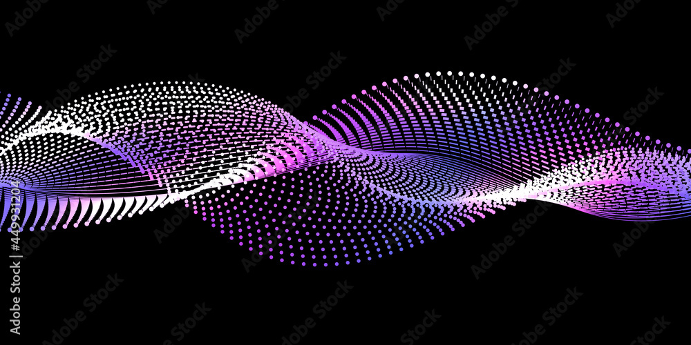 Purple nano wave with dot particles and glowing light effect. Nano ...
