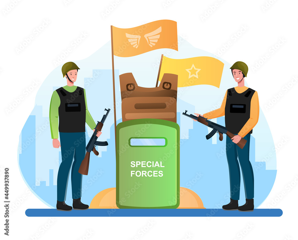 Special Operations Forces with assault rifle set flag on occupied ...