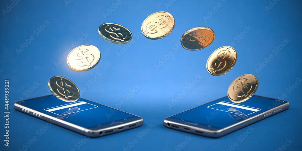 Money transfer and mobile online transaction with smartphones or mobile ...