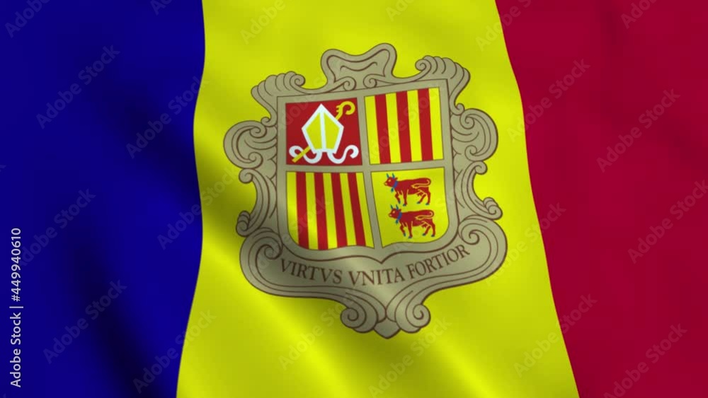 realistic beautiful flag of andorra waving in the wind national in a ...