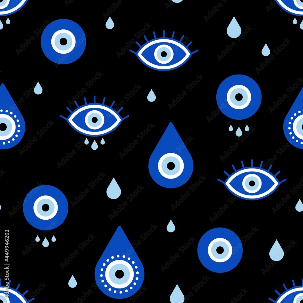 Evil eyes seamless pattern. Vector texture of protection talismans ...