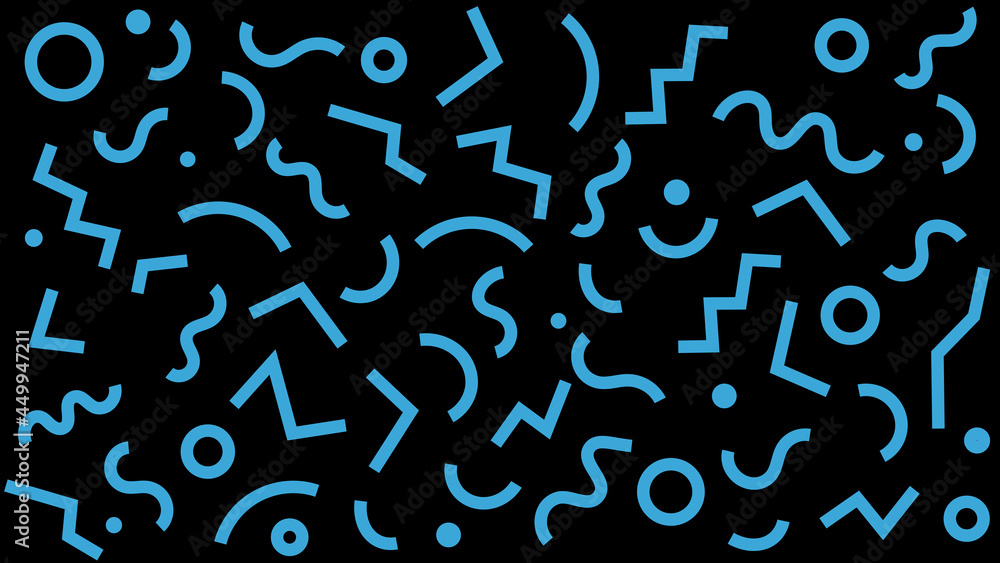 Colorful Geometric Shapes With Squiggly lines and Zig-Zag Background ...