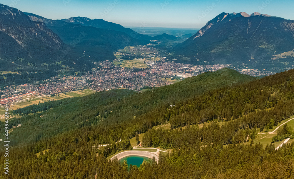 Beautiful alpine summer view with the Loisach valley at the famous ...