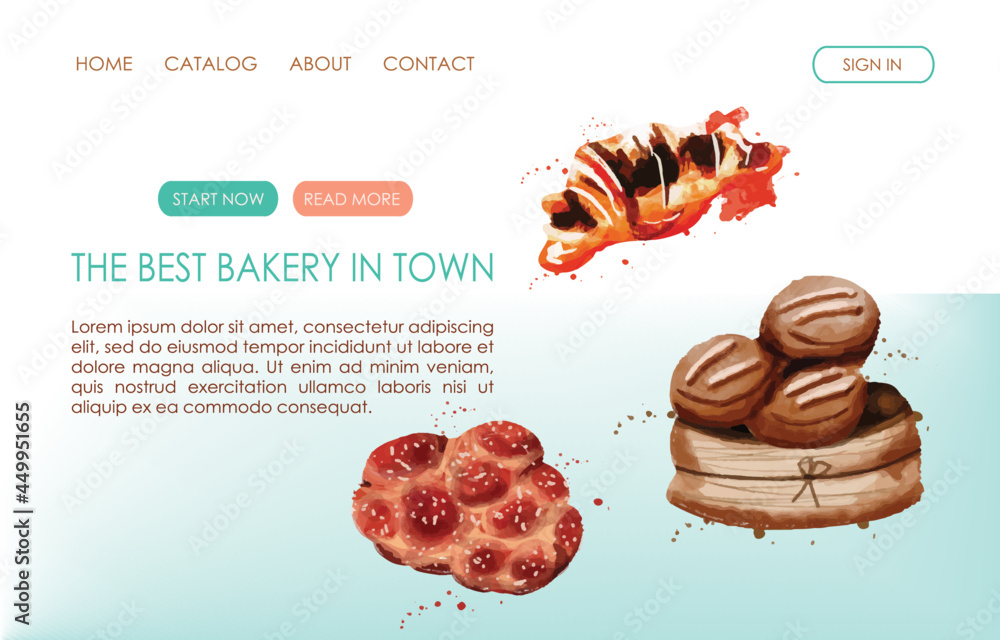 Web page design template for bakery. Vector illustration for poster ...