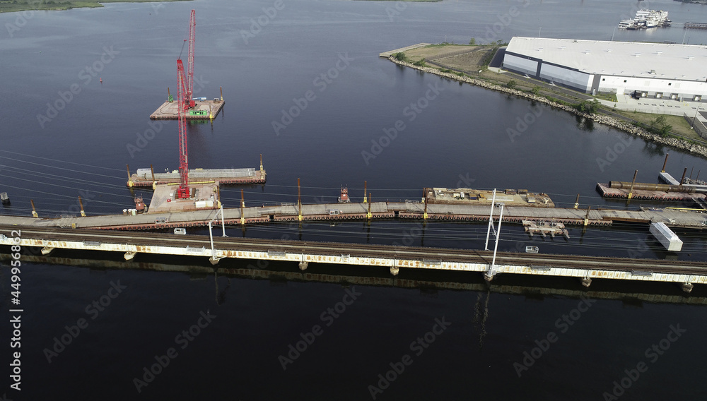 Aerial view of River Draw, the bridge connecting South Amboy and Perth ...
