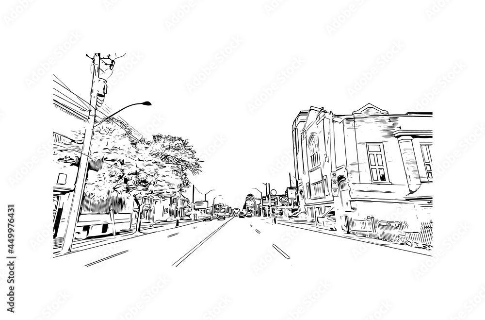 Building view with landmark of Hamilton is the capital city of Bermuda ...
