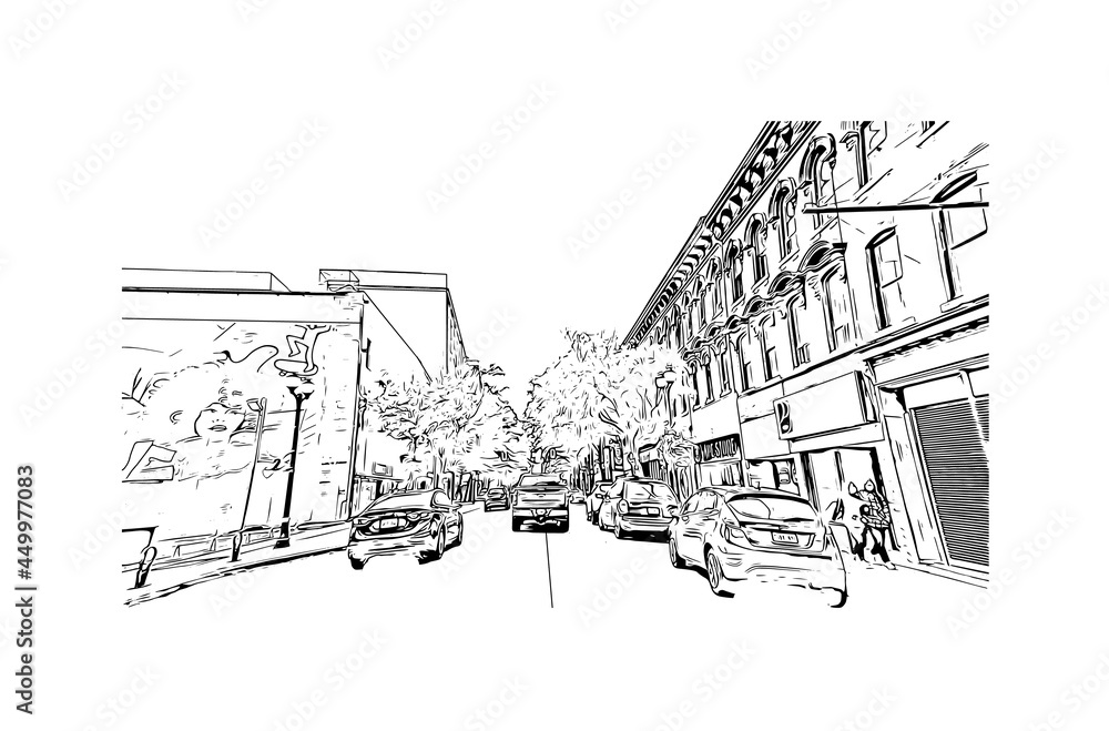 Building view with landmark of Hamilton is the capital city of Bermuda ...