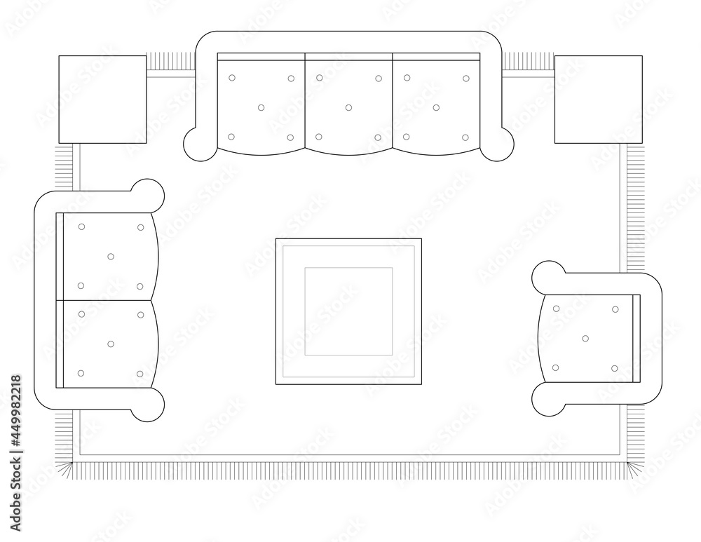 2D CAD plan drawing various sizes and designs of sofa set complete with ...