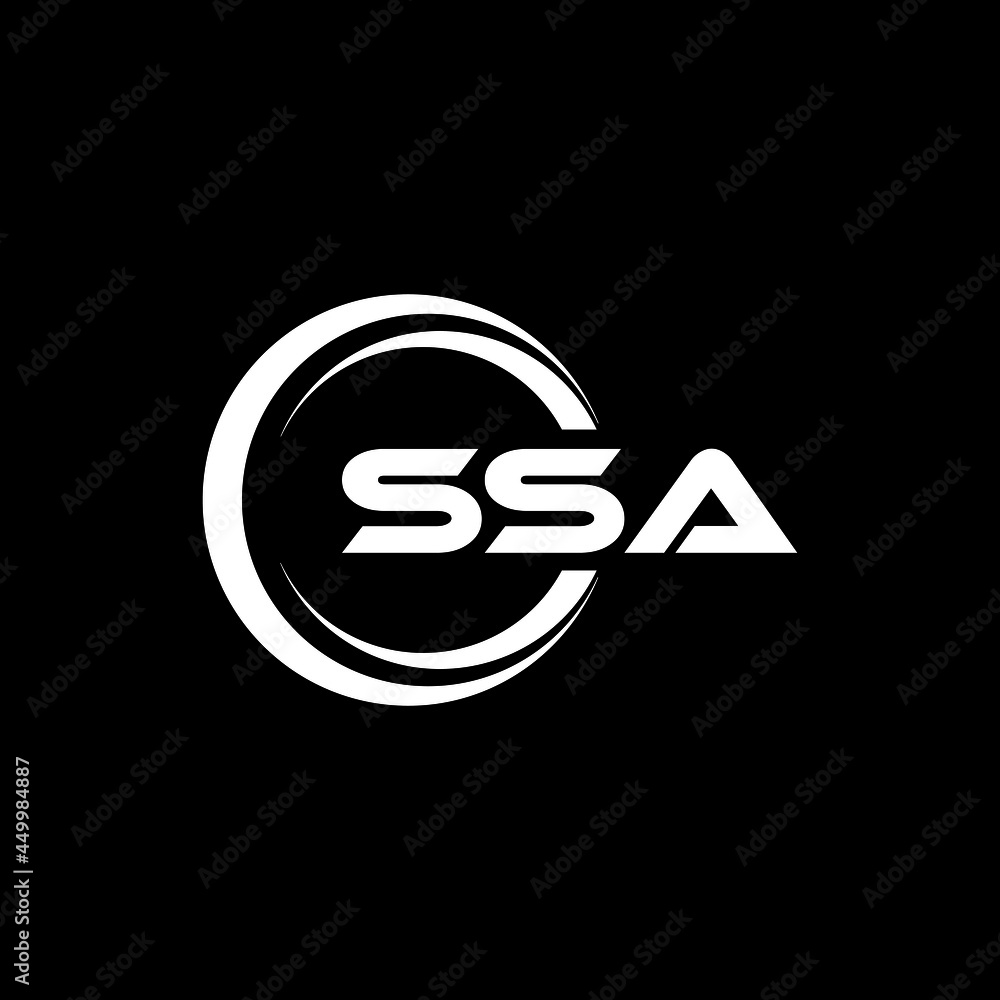 SSA letter logo design with black background in illustrator, vector ...