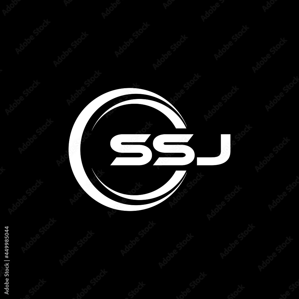 SSJ letter logo design with black background in illustrator, vector ...