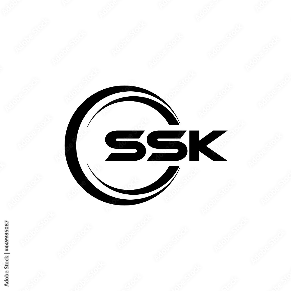 SSK letter logo design with white background in illustrator, vector ...