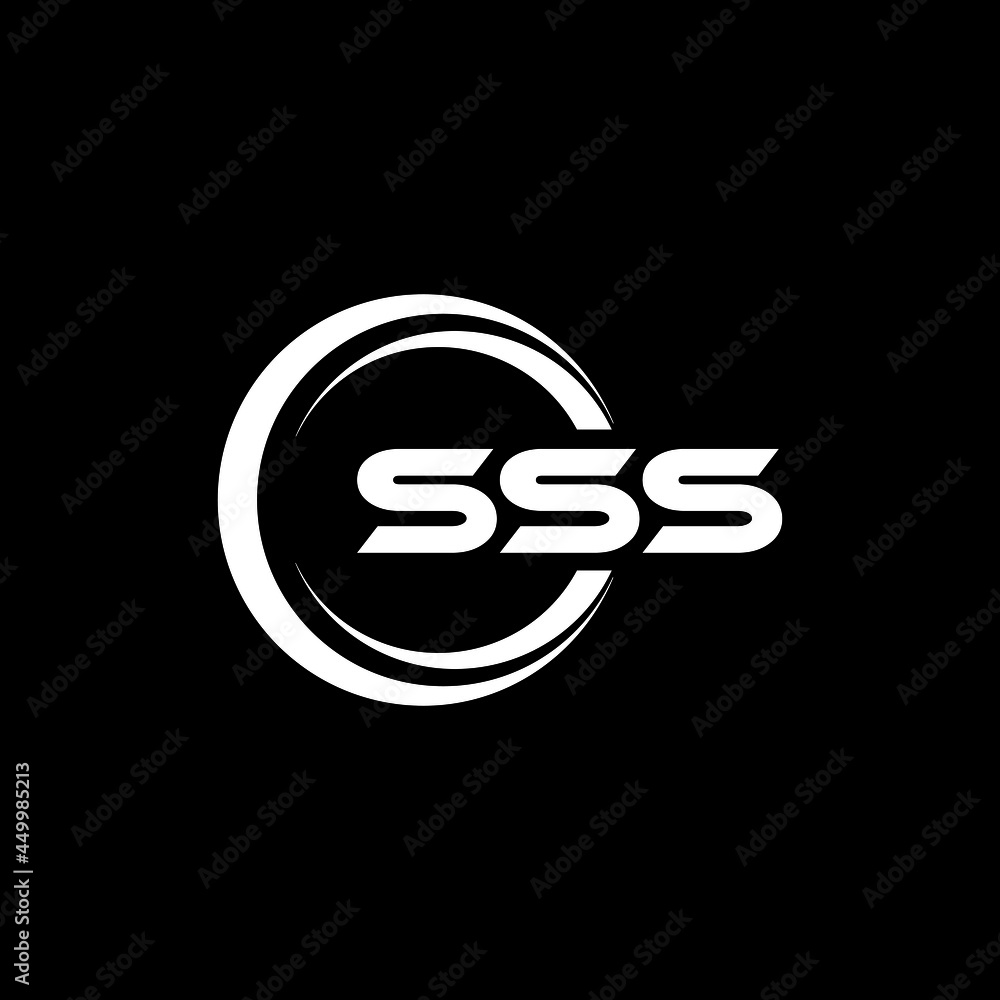 Vettoriale Stock SSS letter logo design with black background in ...