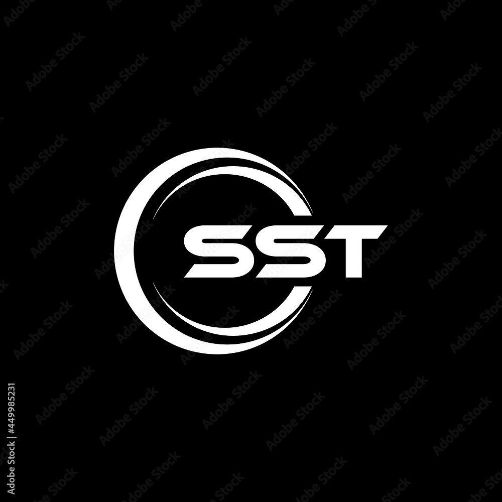 SST letter logo design with black background in illustrator, vector ...