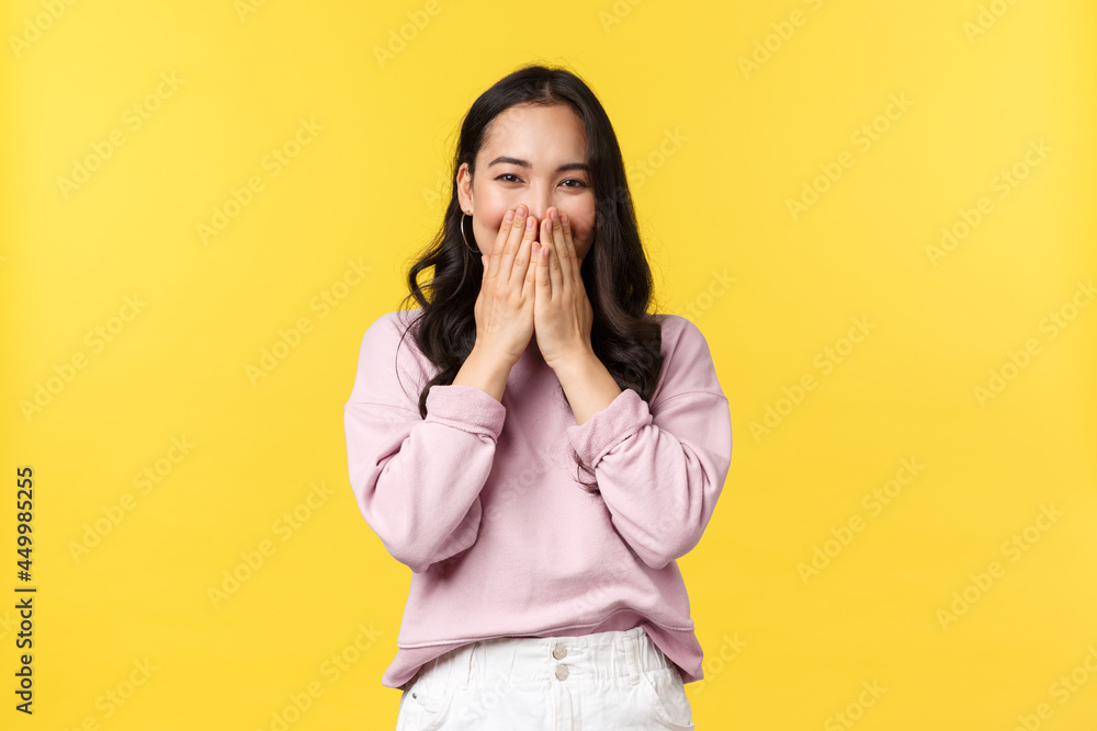 People emotions, lifestyle and fashion concept. Funny and cute korean ...