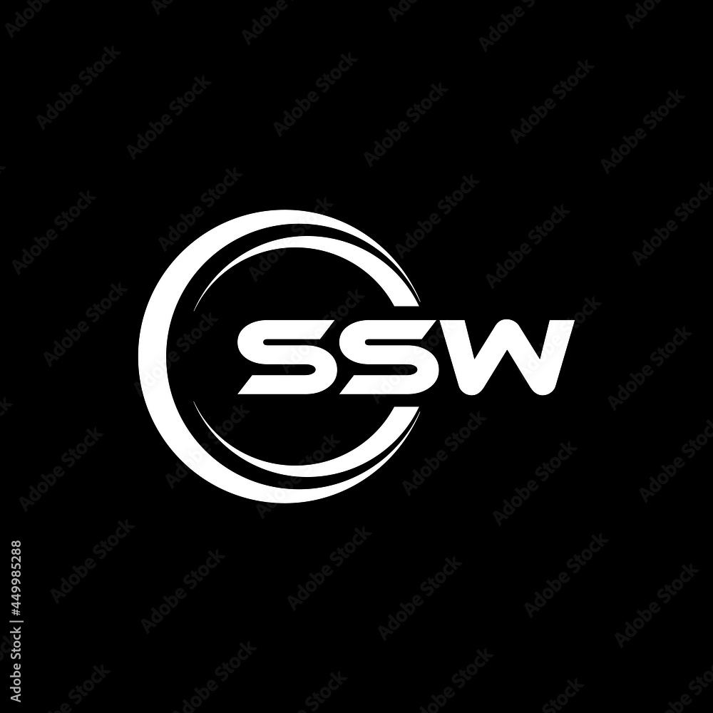 Vecteur Stock SSW letter logo design with black background in ...