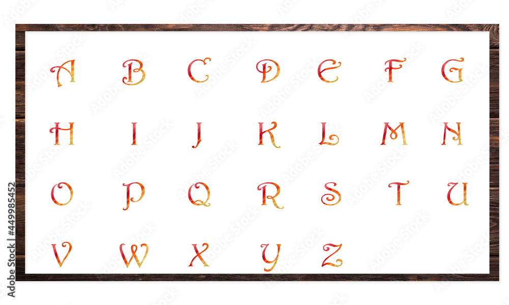 back to school background. orange 3d gradient alphabet uppercase set ...