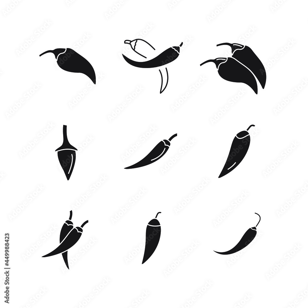 chilli pepper icon set. chilli pepper pack symbol vector elements for ...