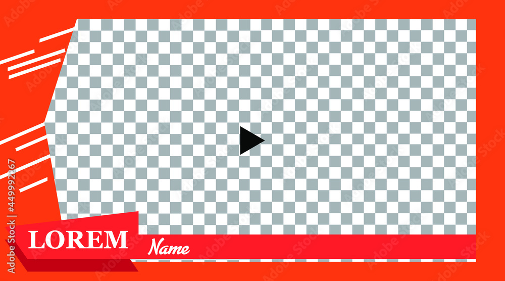 frame template for live video streaming or video editing with orange ...