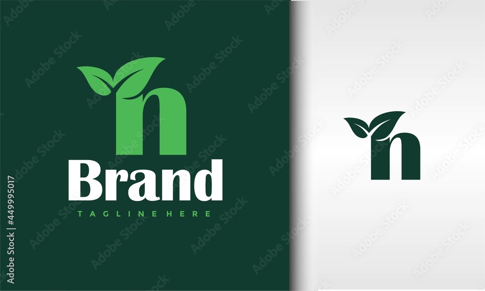 letter n leaf logo Stock Vector | Adobe Stock