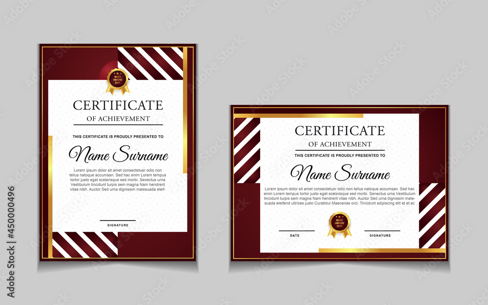 Set certificate of achievement border design templates with elements of ...
