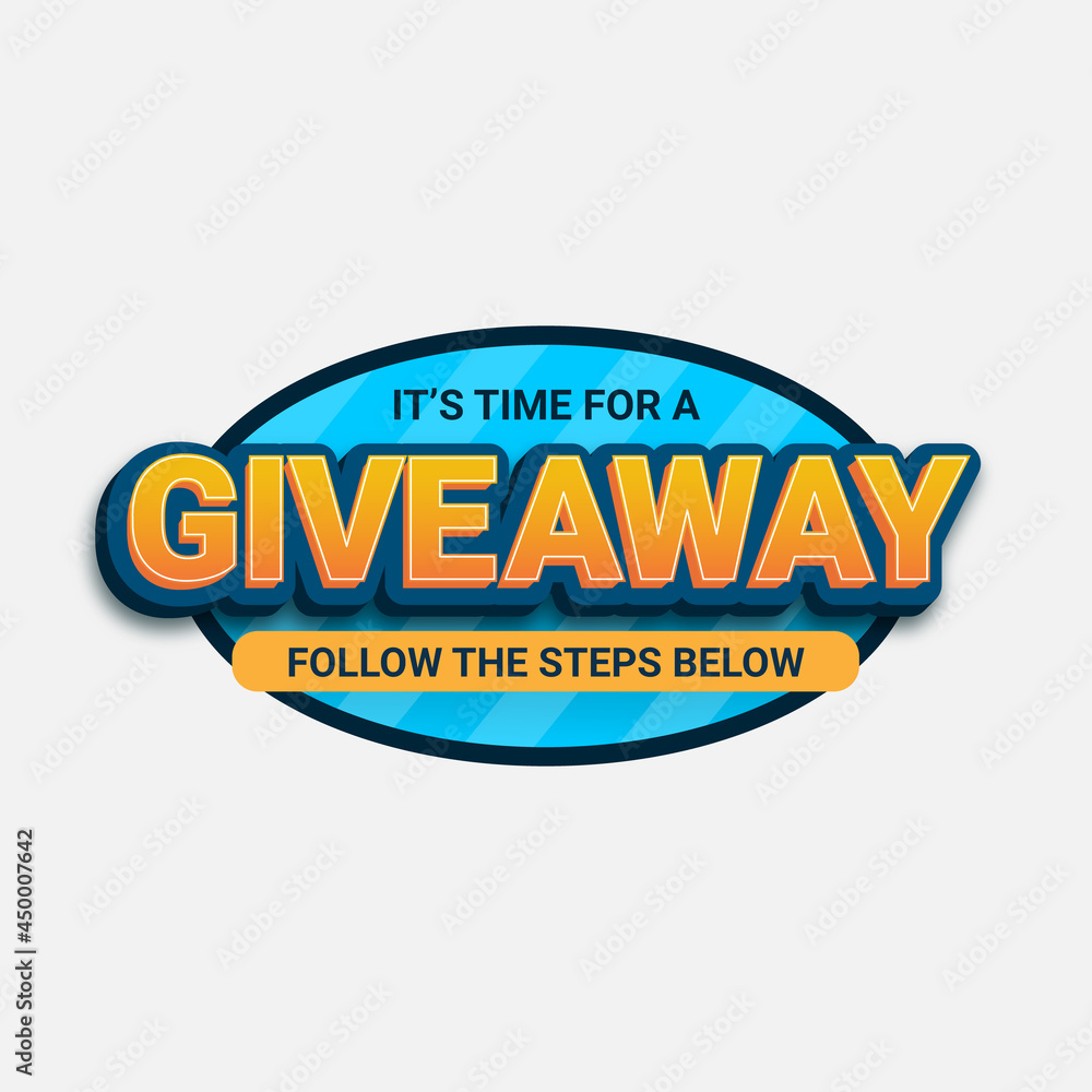 Giveaway steps with editable 3d text effect font for social media post ...