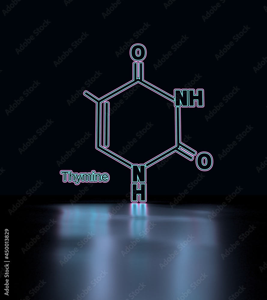 Chemical structural formula of thymine - DNA and RNA nitrogen base ...