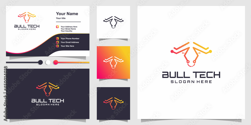 Bull tech logo with creative abstract concept Premium Vector Stock ...