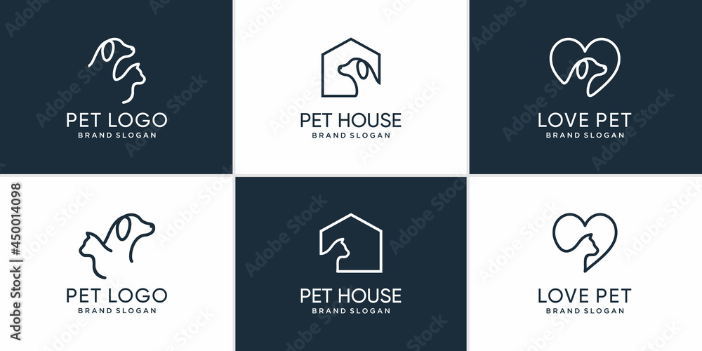 Pet logo collection with creative element dog and cat object Premium ...