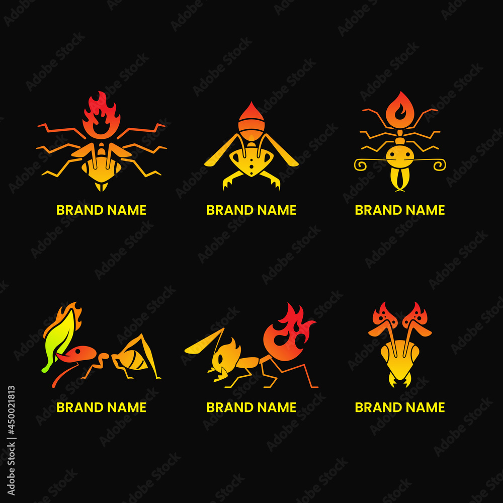 collection of fire ant logo concept. modern, gradient, flat, elegant ...