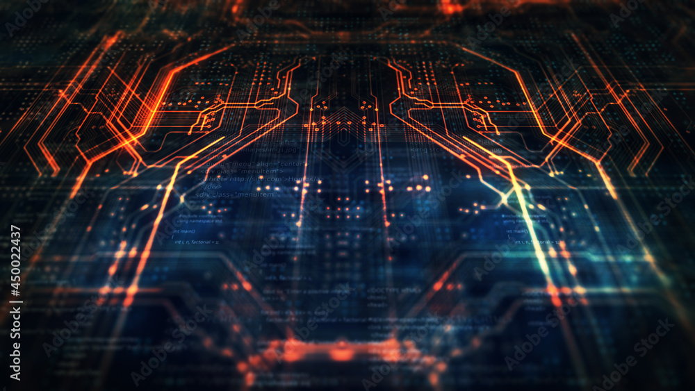 Technology background made of array of points and line/Circuit board ...
